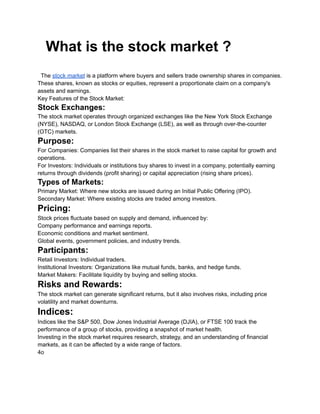 What is the stocks markets in the U.S.A? | PDF