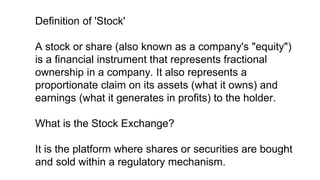 What is stock market and how it works | PPTX