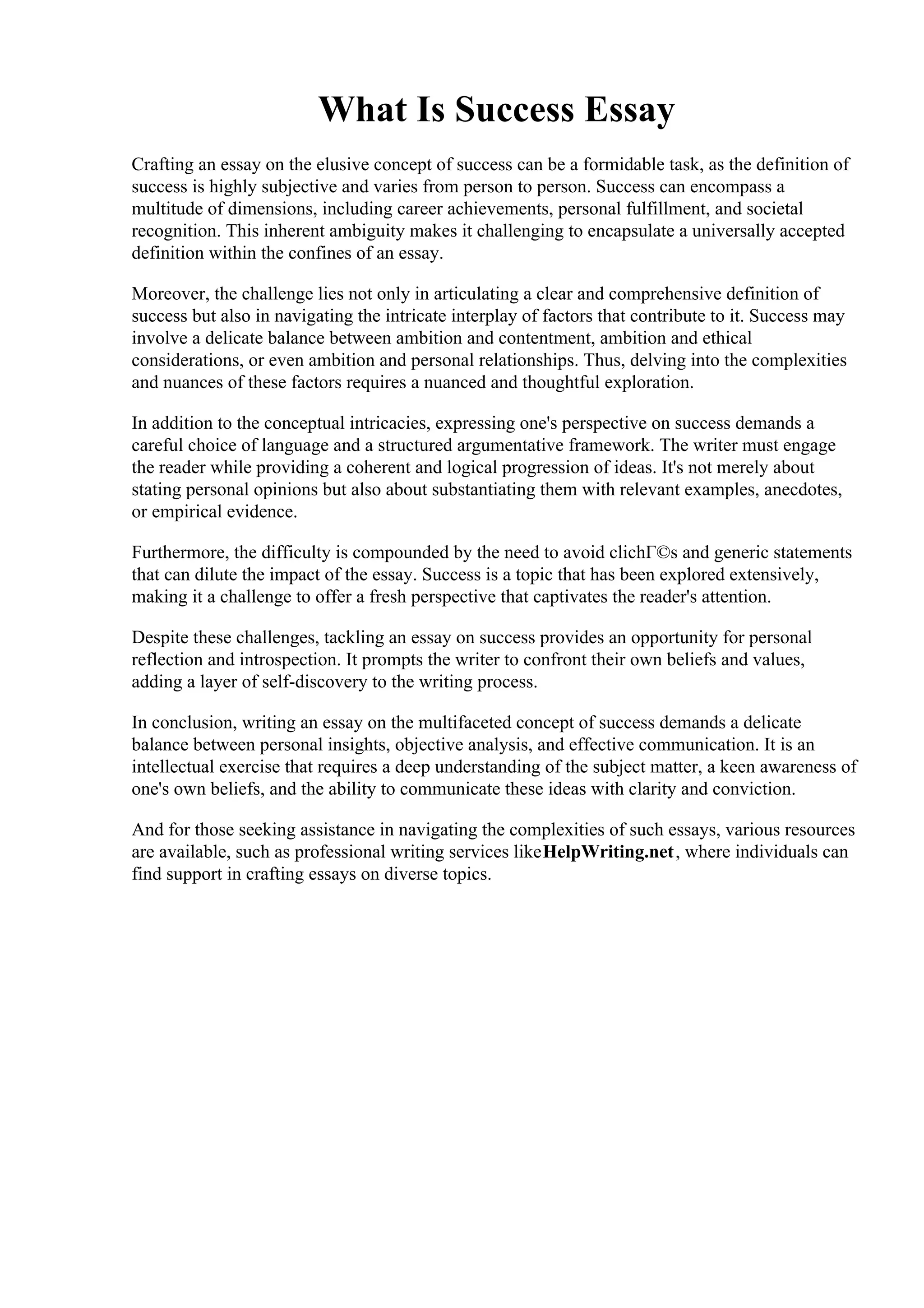 What Is Success Essay | PDF