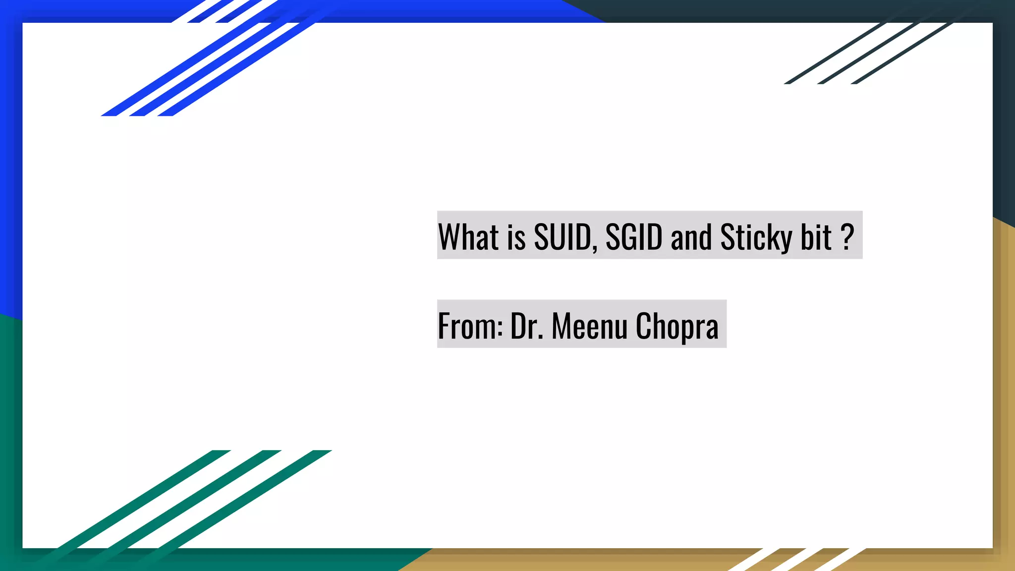 What is suid, sgid and sticky bit | PPTX