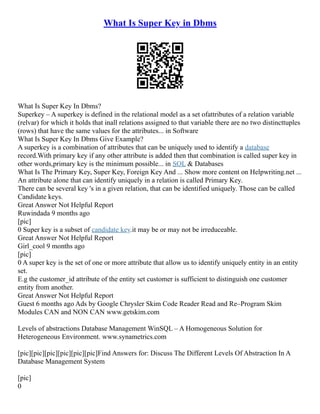 What Is Super Key In Dbms | PDF