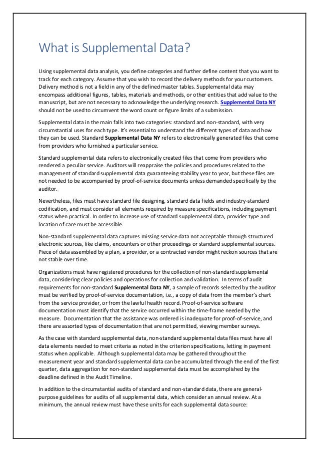 What is Supplemental Data? | PDF