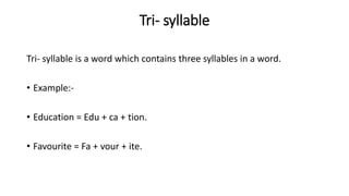 Syllables in English Language | PPTX