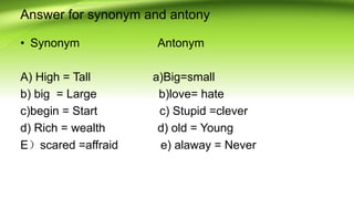 what is synonym and antonym | PPT