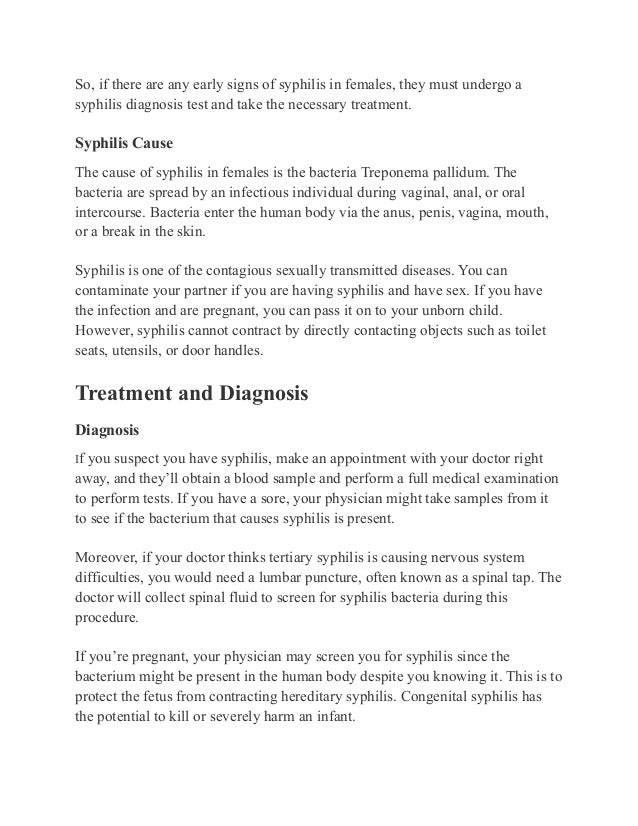 What is syphilis disease in women | PDF