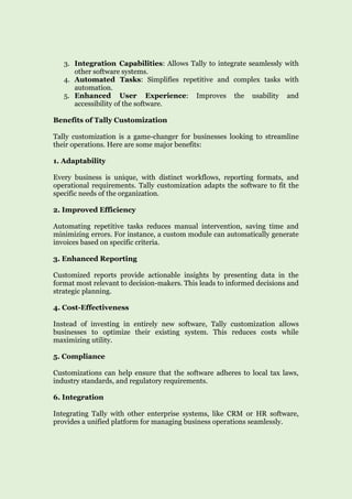 What is Tally Customization and How Does It Work | PDF