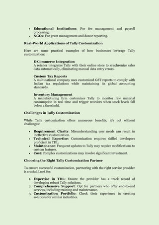 What is Tally Customization and How Does It Work | PDF