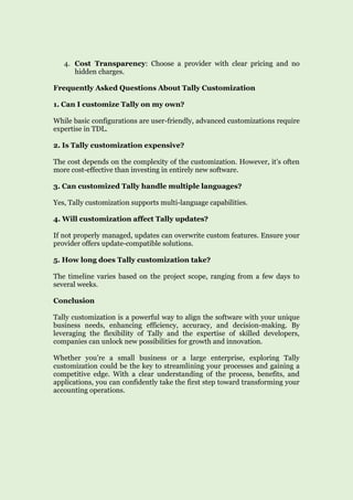 What is Tally Customization and How Does It Work | PDF