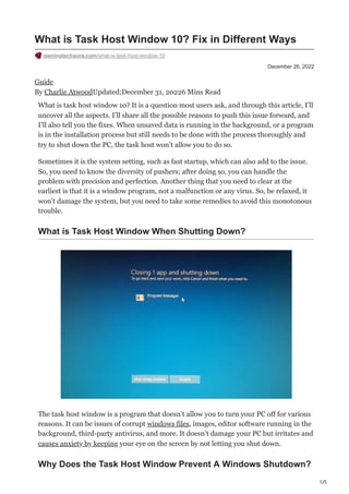 What is Task Host Window 10 Fix in Different Ways