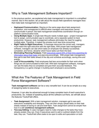 What Is Task Management In Field Force Management Software | PDF