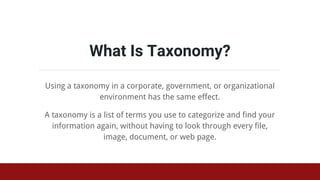 What Is Taxonomy and Why Is It Useful? | PDF