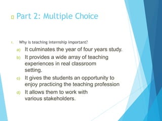 What is teaching internship Learning Task 1 | PPTX