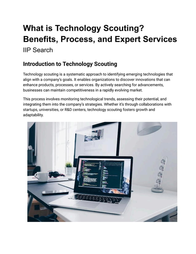 What is Technology Scouting? Benefits, Process, and Expert Services | IIP Search | PDF