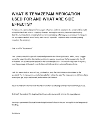 What is temazepam medication used for and what are side effects | DOCX