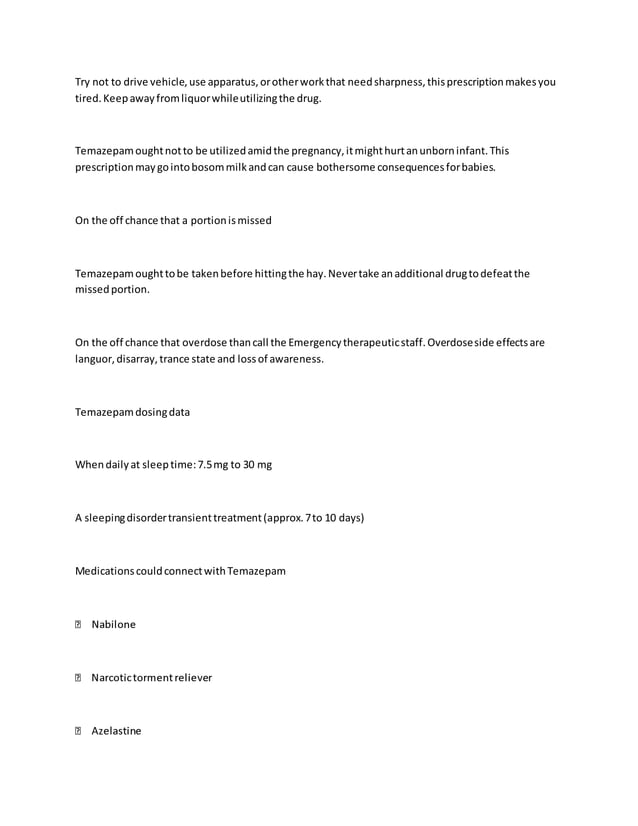 What is temazepam medication used for and what are side effects | PDF