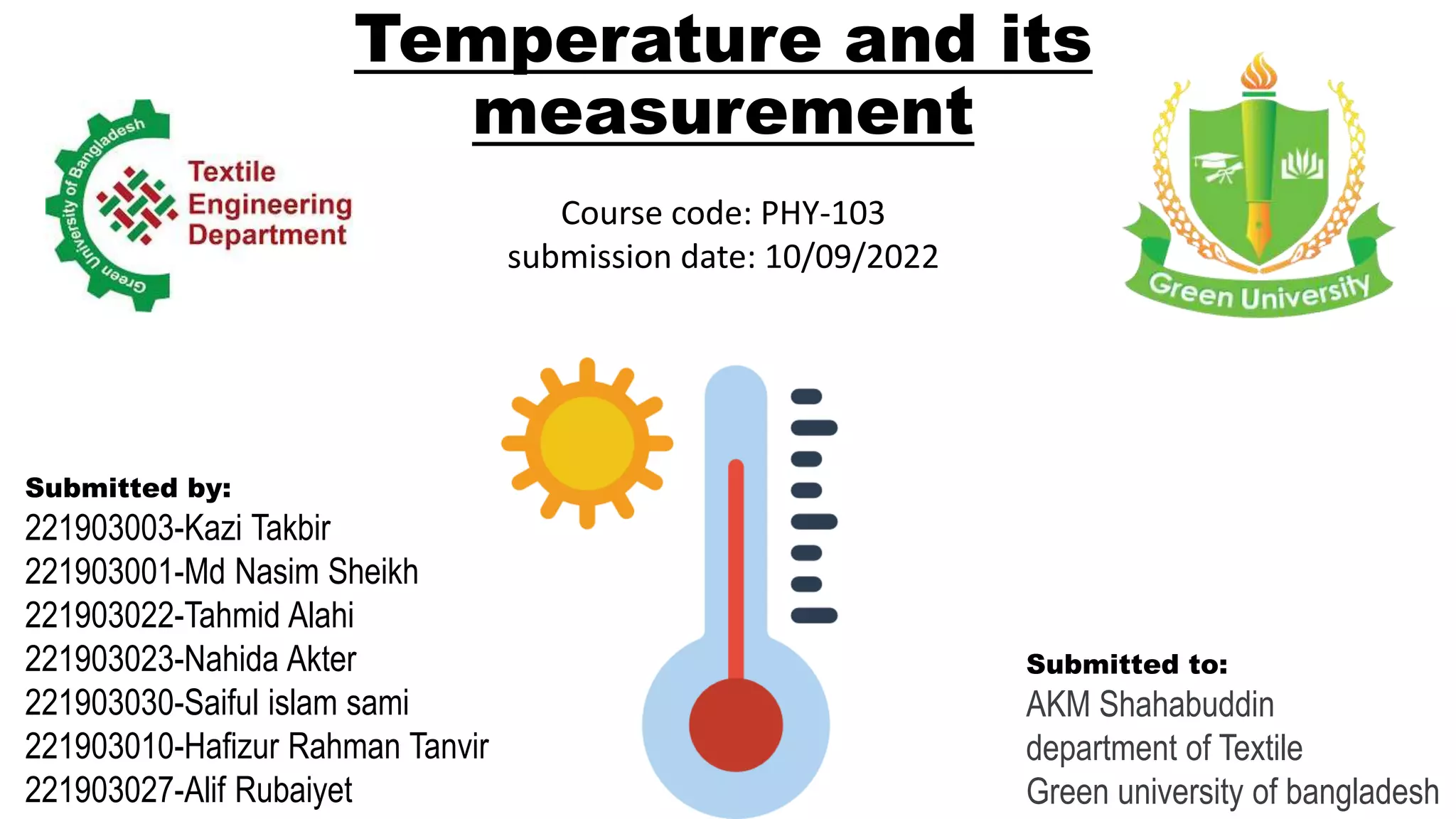 Temperature and its measurement | PPT