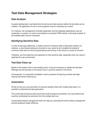 What is Test Data Management? Why Should You Focus on It? | PDF