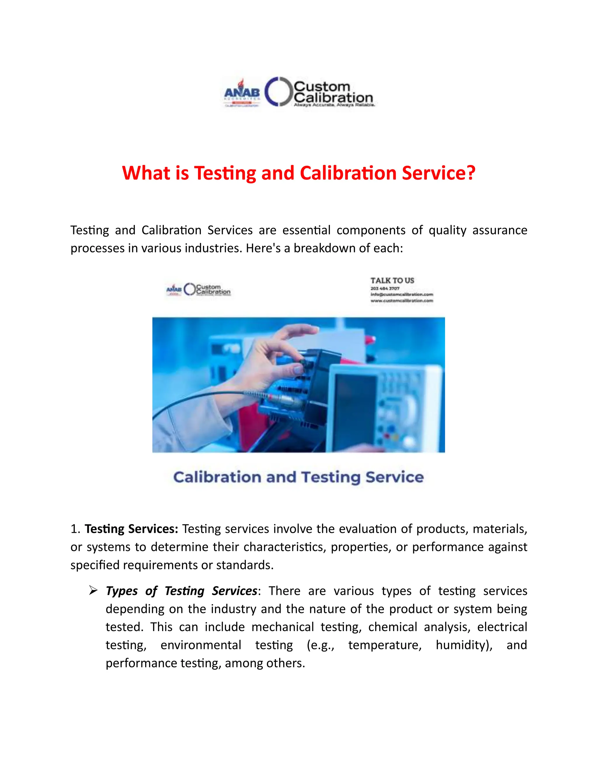 What is Testing and Calibration Services | DOCX