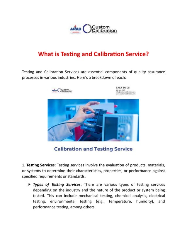 What is Testing and Calibration Services | DOCX | Pharmaceutical ...