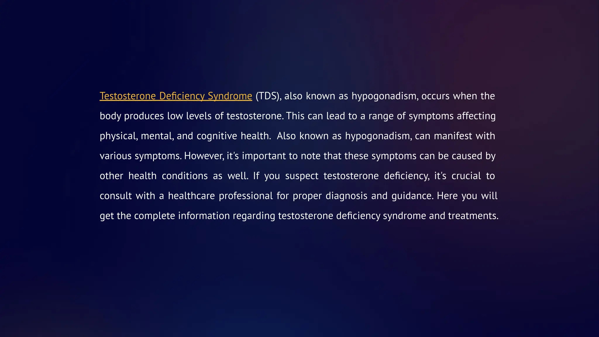 What is Testosterone Deficiency Syndrome? | PDF