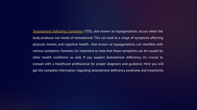 What is Testosterone Deficiency Syndrome? | PPT