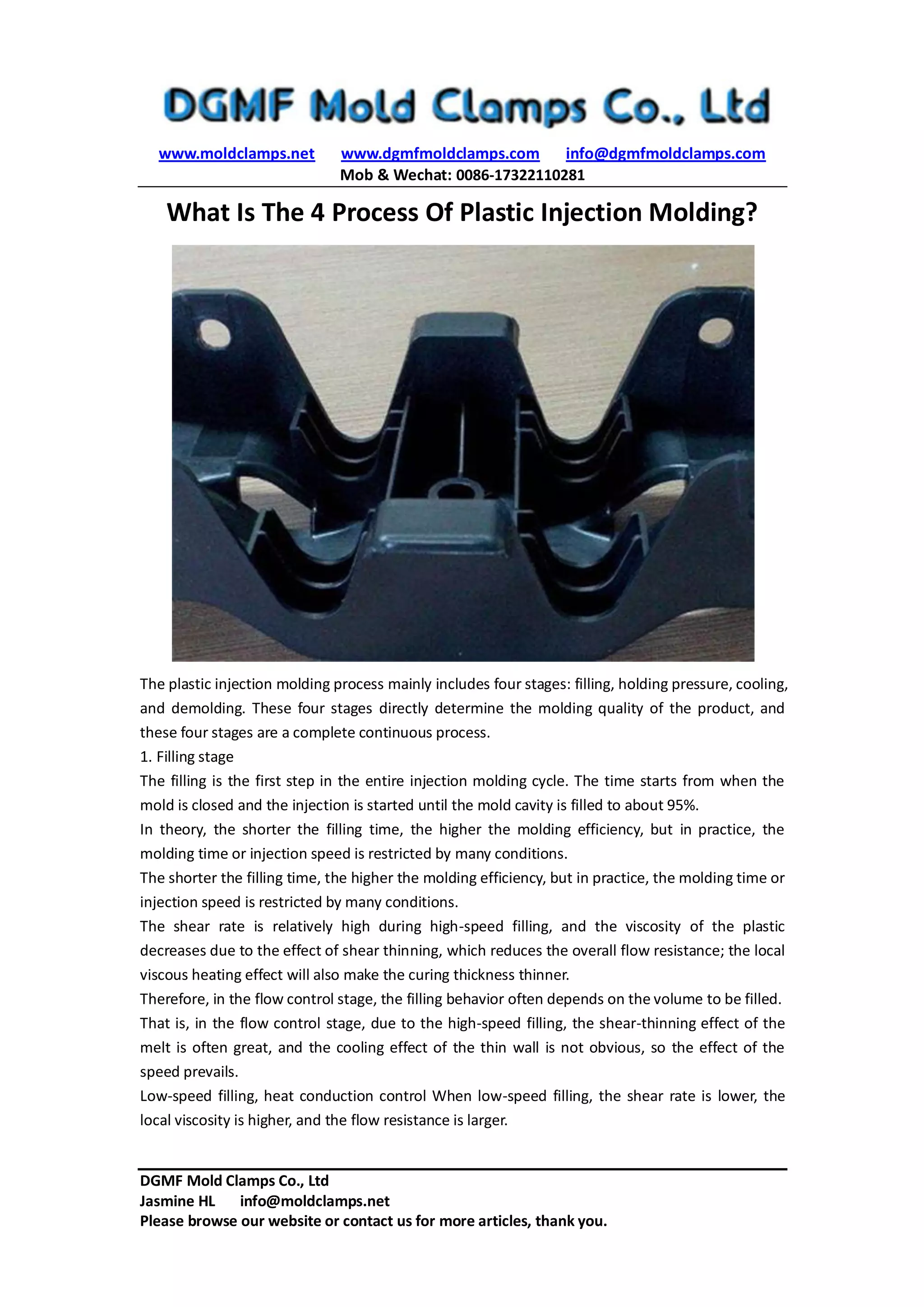 What is the 4 process of plastic injection molding? | PDF | Chemistry ...