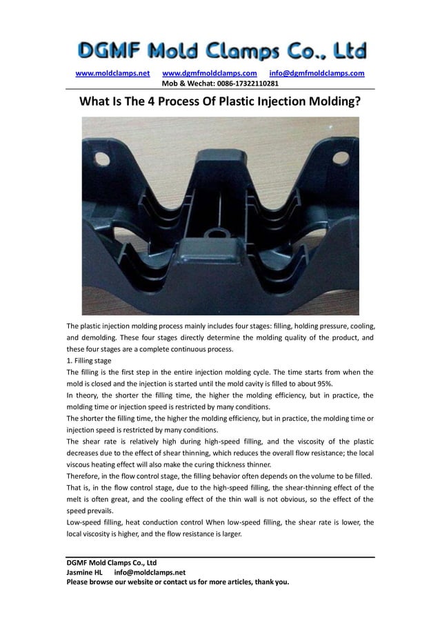 What is the 4 process of plastic injection molding? | PDF | Chemistry ...