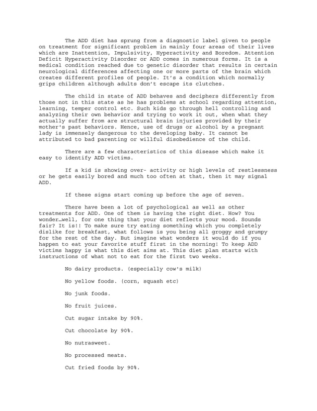 What Is The Add Diet | PDF | Brain and Nervous System Disorders ...