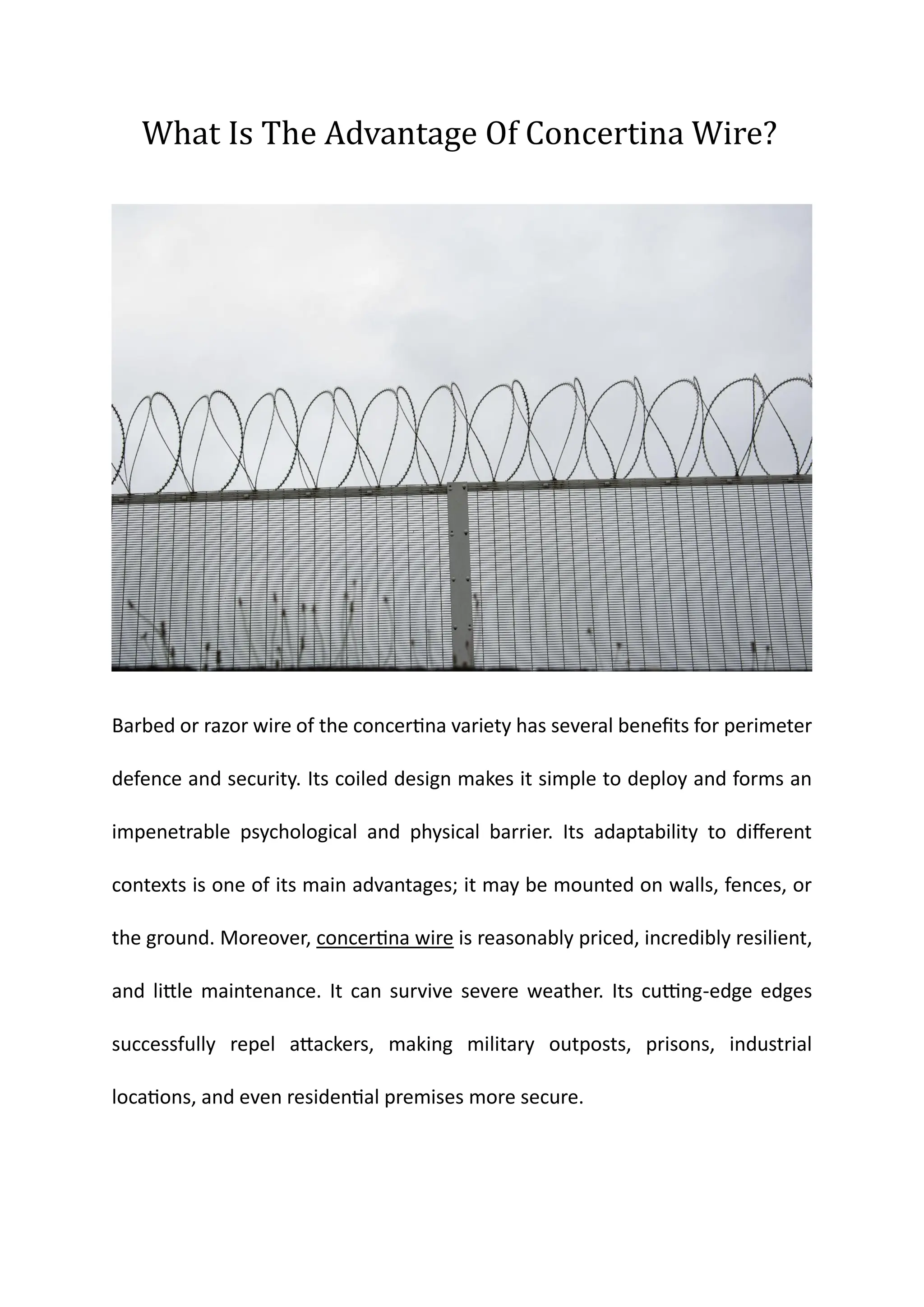 What Is The Advantage Of Concertina Wire? | PDF