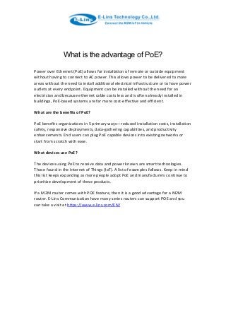 What is the advantage of PoE? | PDF