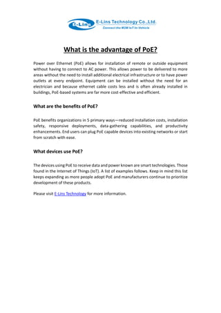 Power Over Ethernet (PoE) | Explained & Why You Need It | PDF