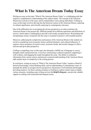 What Is The American Dream Today Essay.pdf