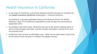 What is the average cost of health insurance in California | PPT