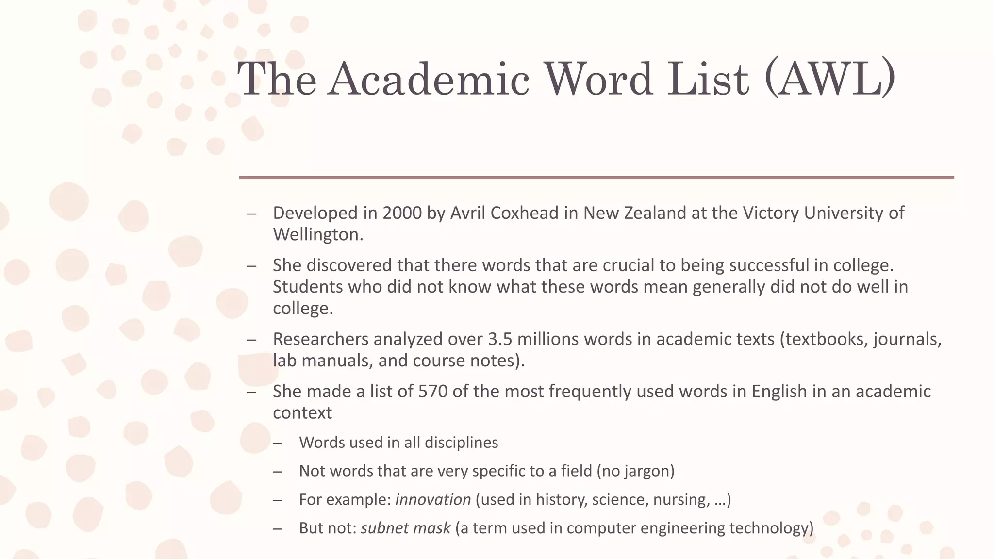 What is the Academic Word List? | PPTX