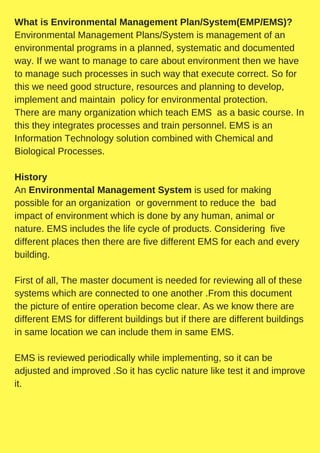 What is the basic history of environmental management system | PDF