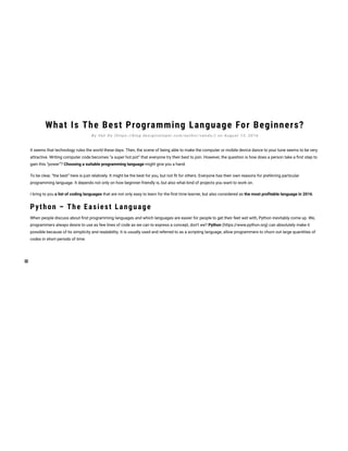 What is the best programming language for beginner? | PDF