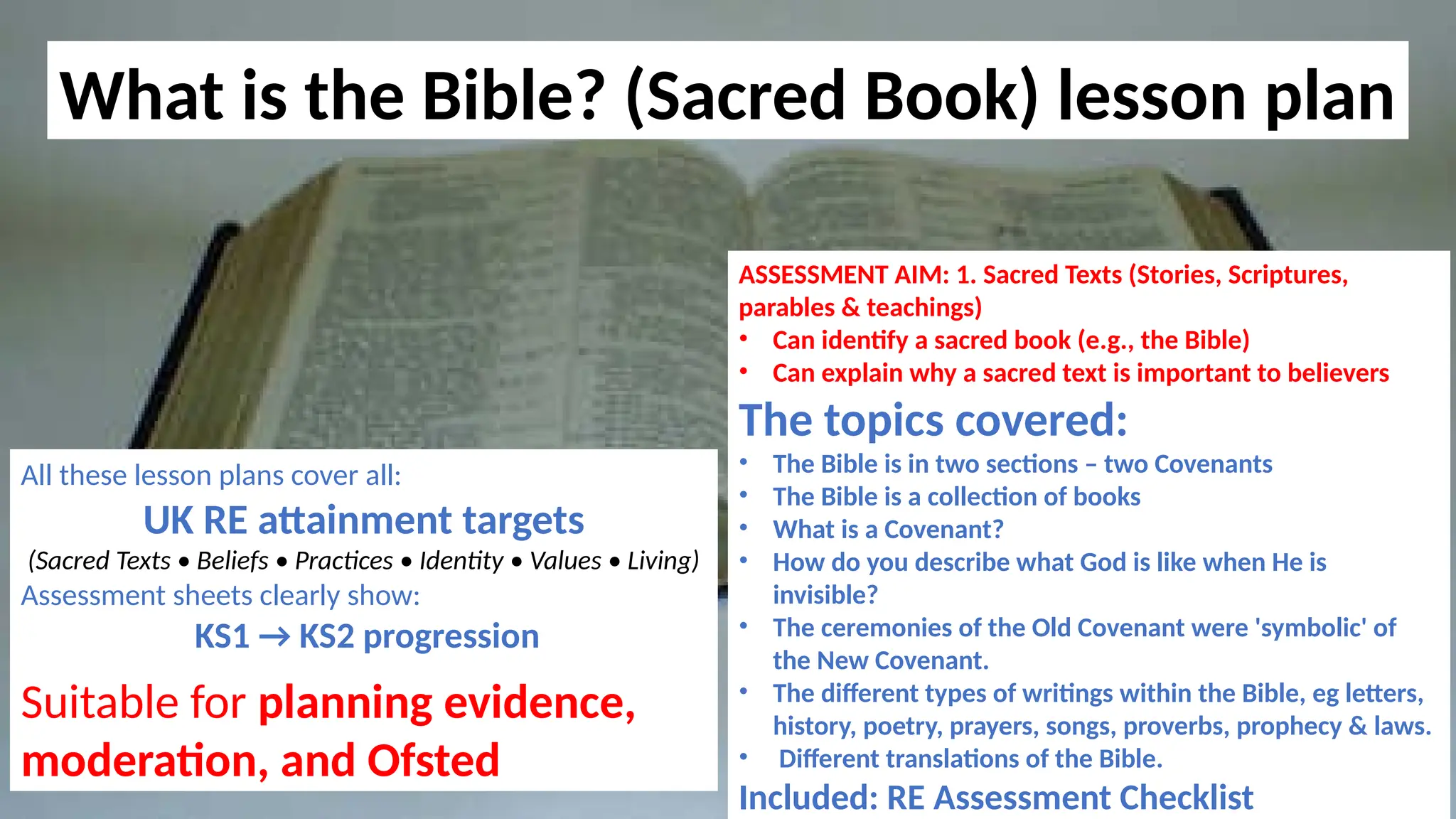 What is the Bible Sacred Book lesson plan - conforms to UK RE ...