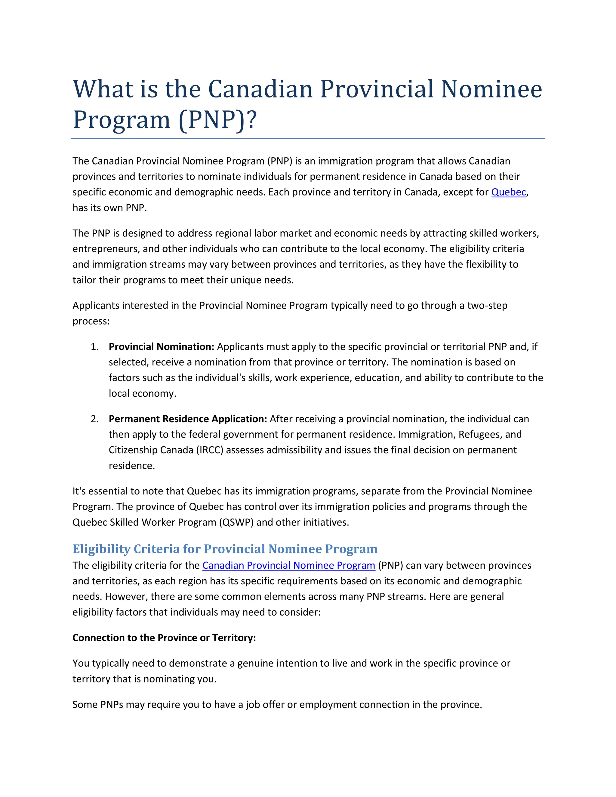 What is the Canadian Provincial Nominee Program (PNP).docx | Business ...