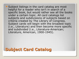 CARD CATALOG/ELEMENTARY | PPT