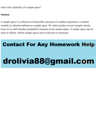 what is the cardinality of a sample spaceSolutionA sample spa.pdf