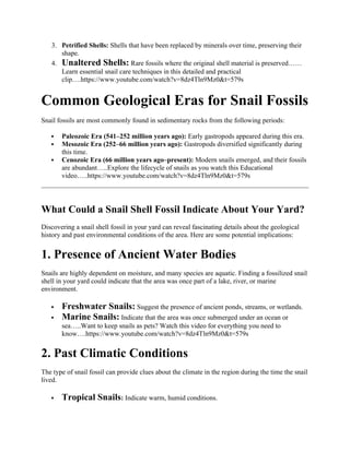 WHAT IS THE CLASSIFICATION OF A SNAIL SHELL FOSSIL. WHAT COULD IT ...