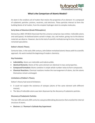 What is the Comparison of Atomic Models? | PDF