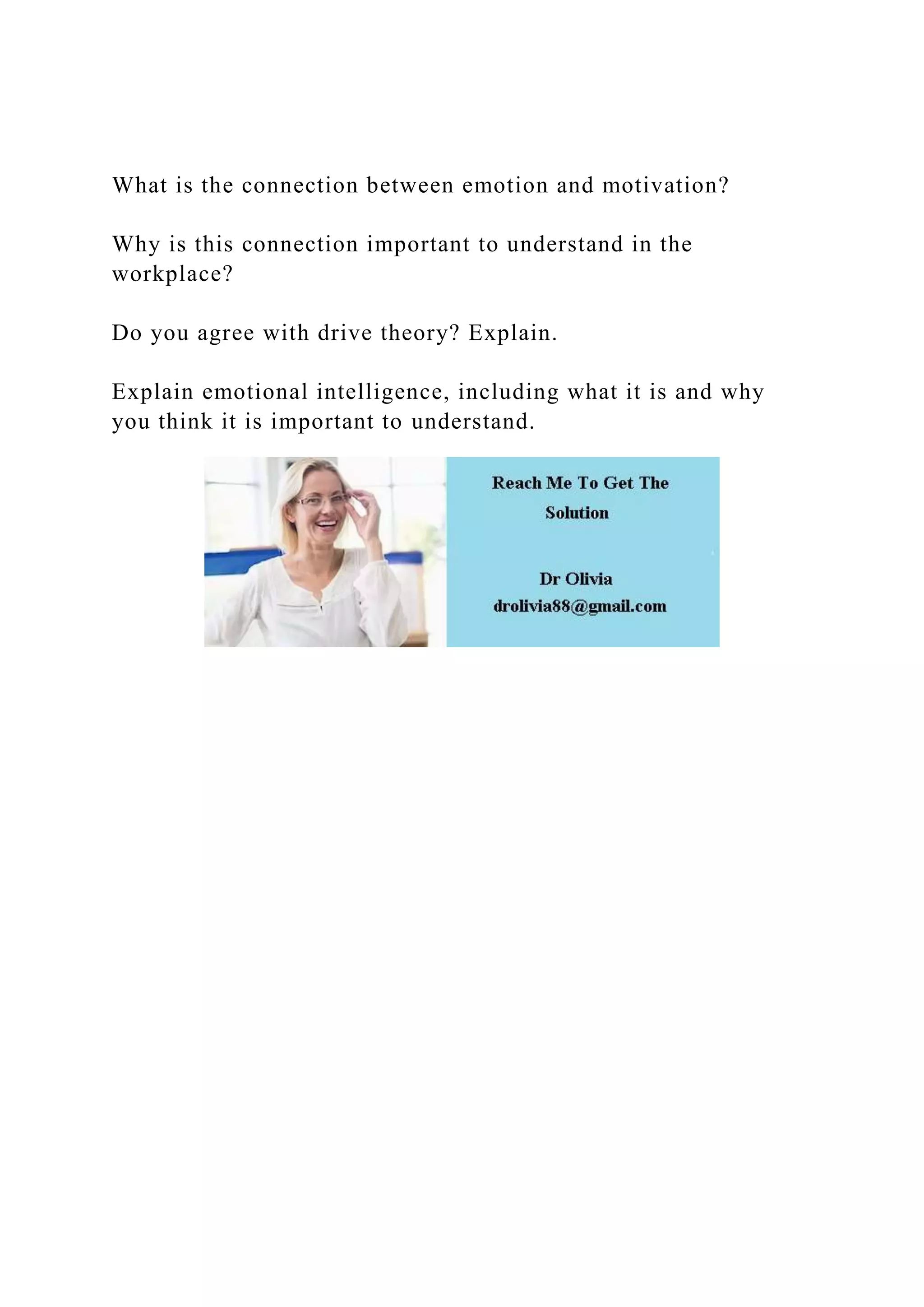 What is the connection between emotion and motivationWhy is t.docx