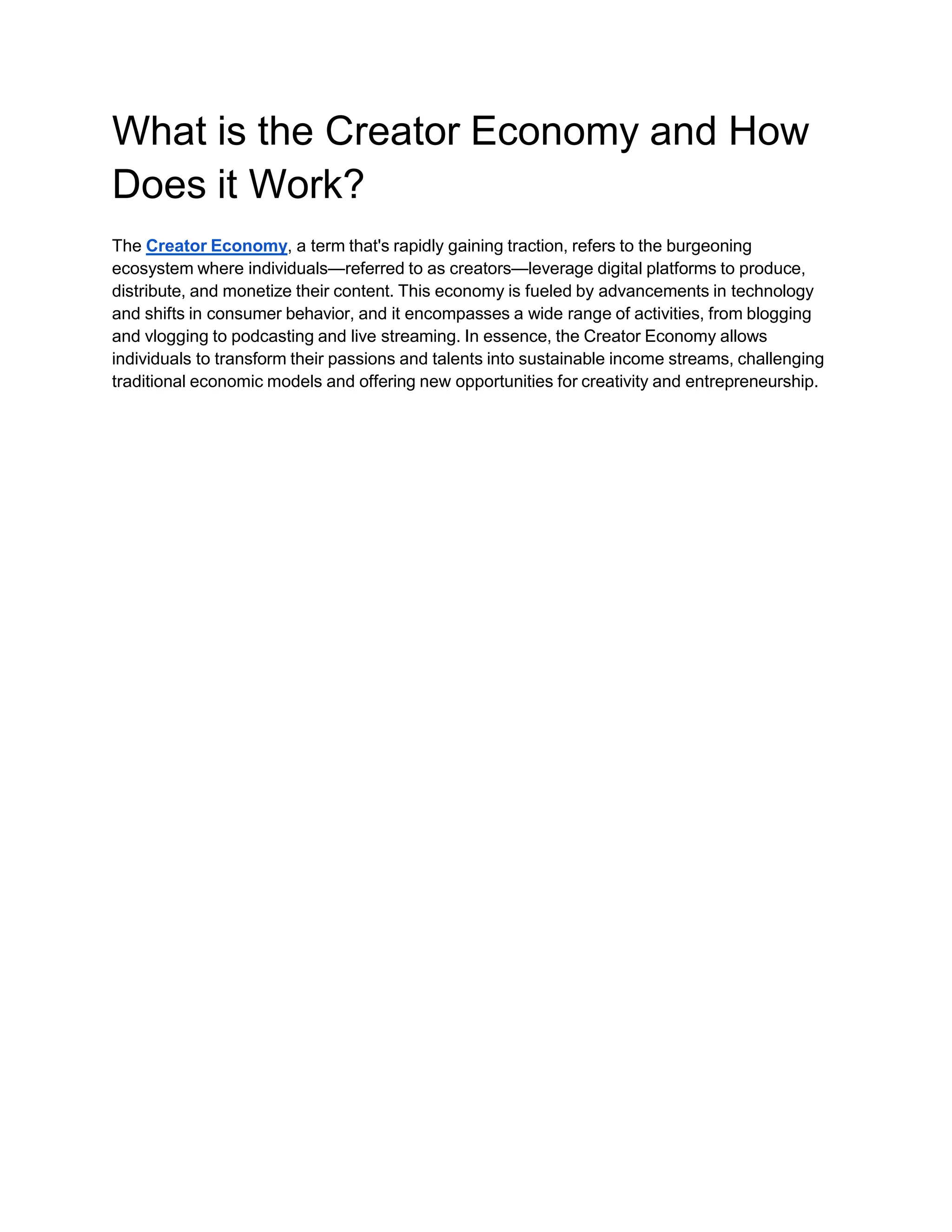 What Is The Creator Economy And How Does It Work Pptx