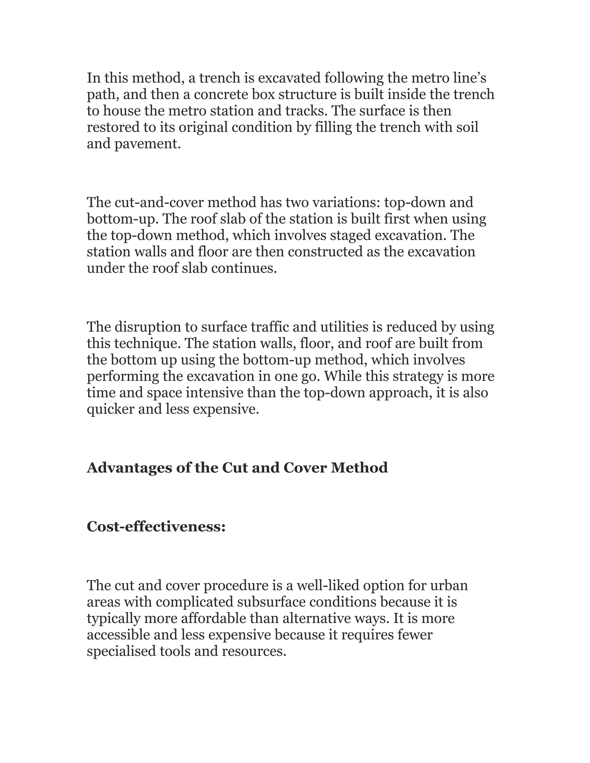 What is the cut and cover tunnelling method for the underground metro ...