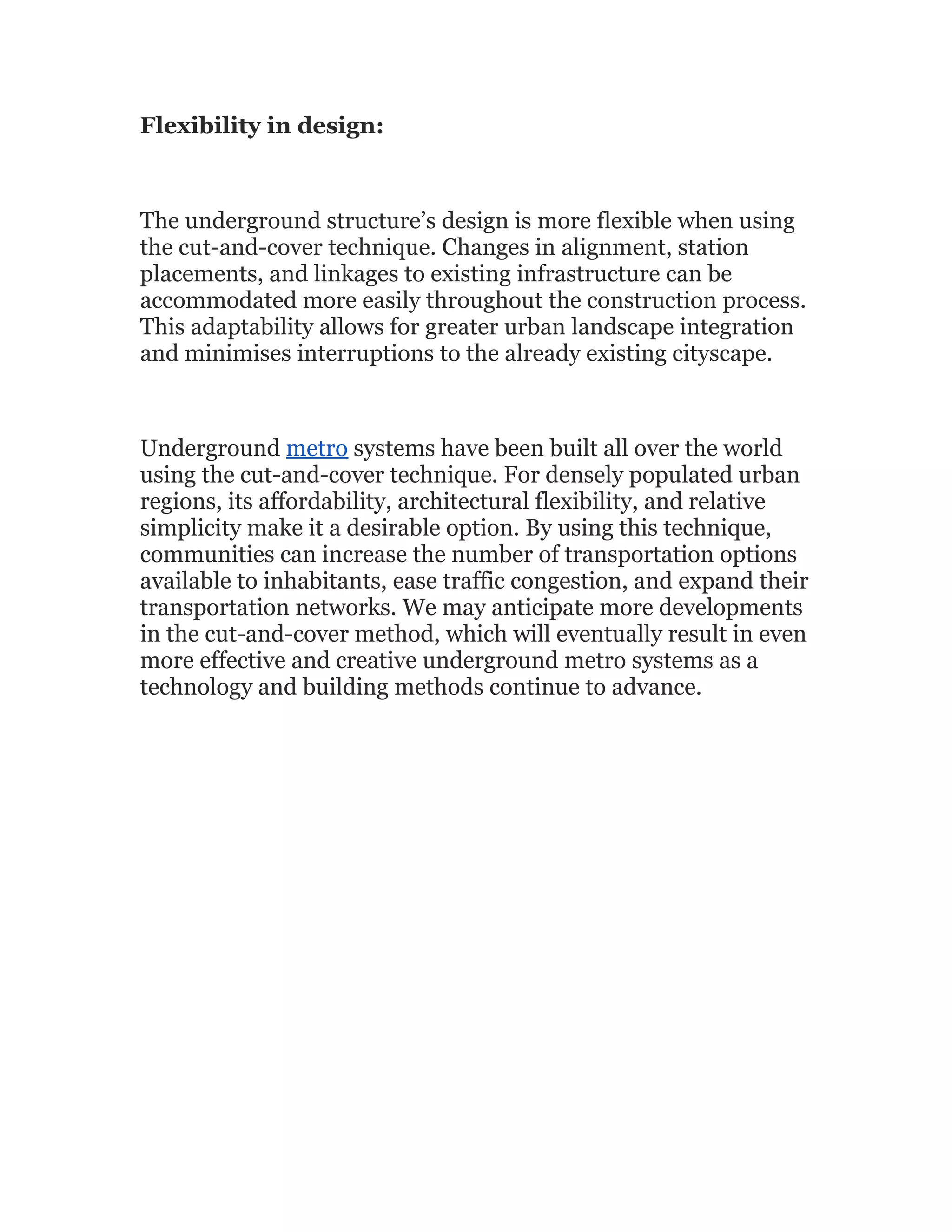 What is the cut and cover tunnelling method for the underground metro ...