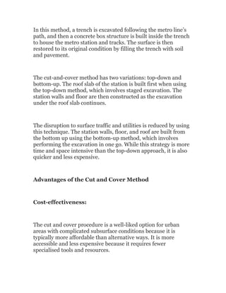 What is the cut and cover tunnelling method for the underground metro ...