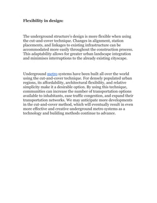 What is the cut and cover tunnelling method for the underground metro ...
