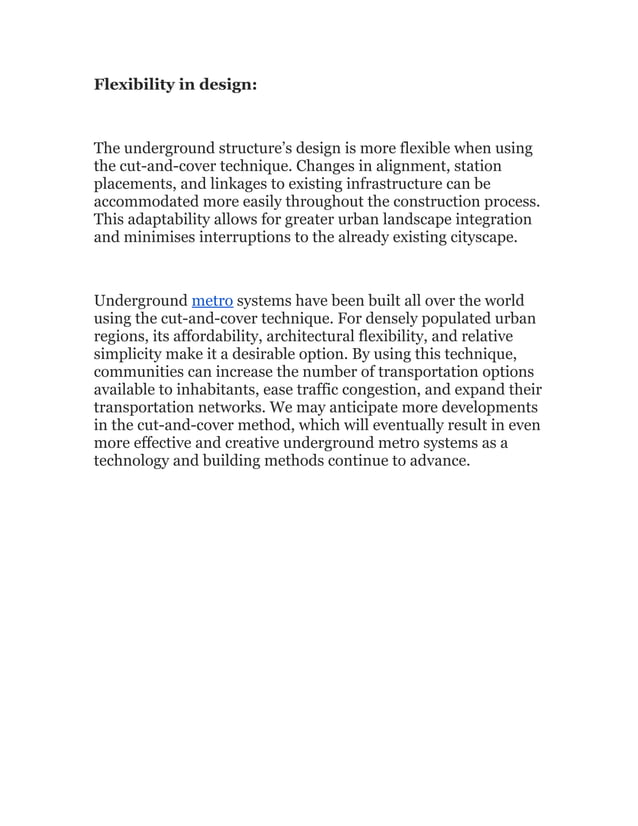 What is the cut and cover tunnelling method for the underground metro ...