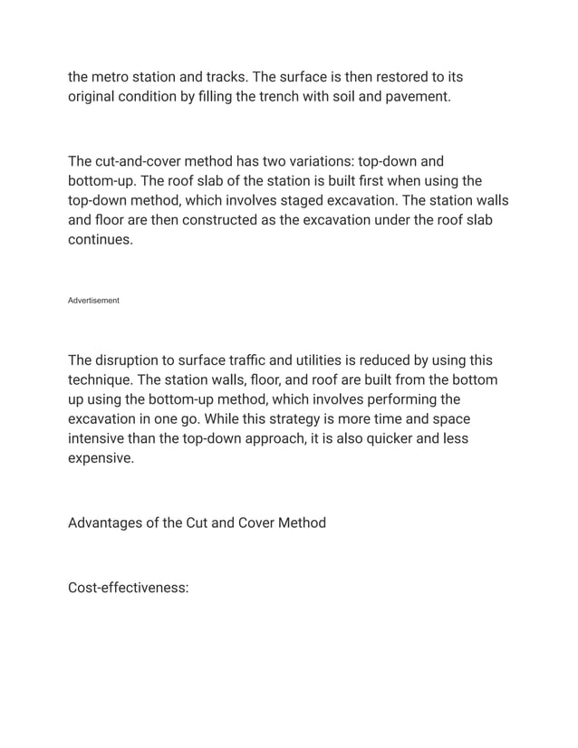 What is the cut and cover tunnelling method for the underground metro ...